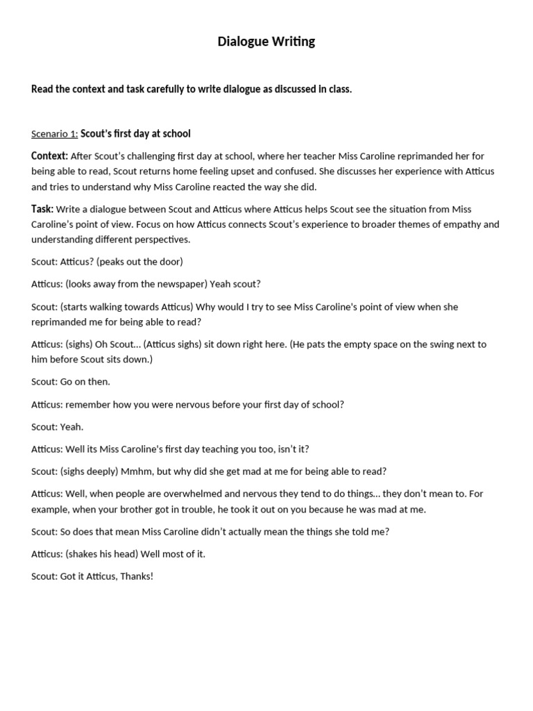 04 - Sep - Dialogue - Writing - Worksheet - Veda Nair | PDF