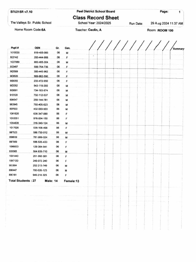 Grade 6 Class Lists | PDF