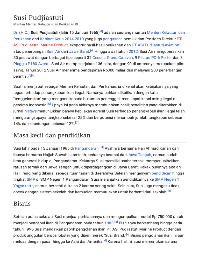 Susi Pudjiastuti - Biodata | PDF