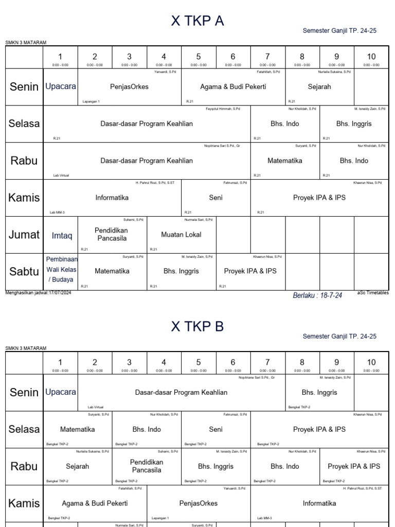 Jadwal KELAS (17-7-24) | PDF