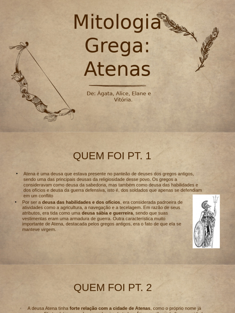 Deusa Atena na Mitologia Grega | PDF | Atena | Grécia Antiga