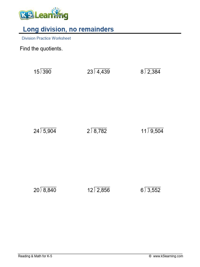 Long Division No Remainder 4x2 Digit A | PDF | Computers | Technology ...