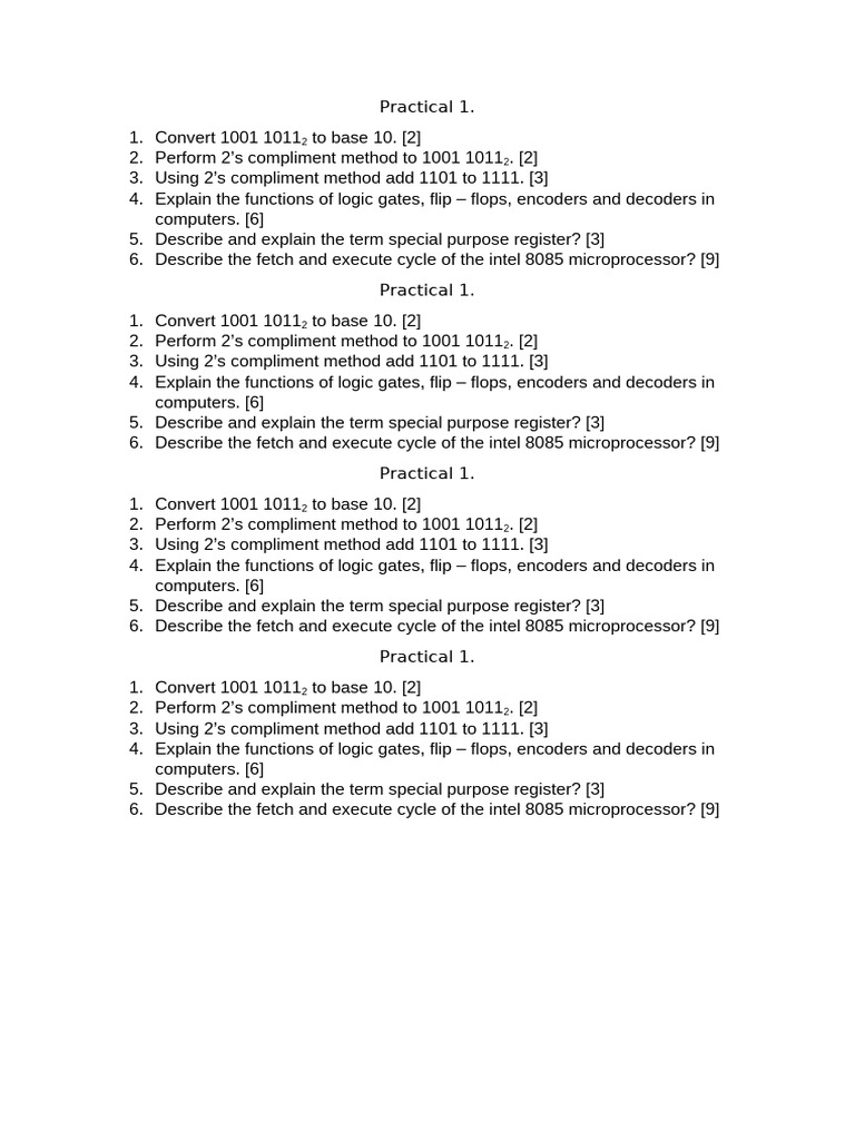 Practical 1 Microcomputer | PDF