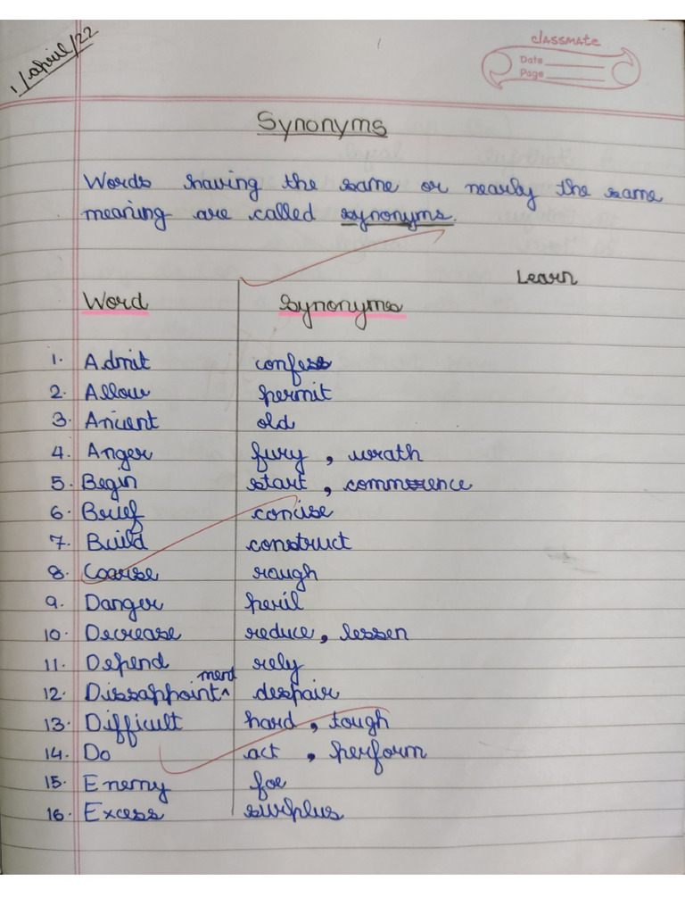 Term 1 English Vocabulary | PDF
