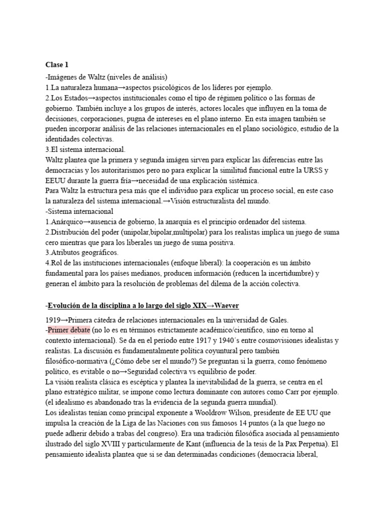 Resumen Teoría de Las Relaciones Internacionales | PDF | Democracia ...