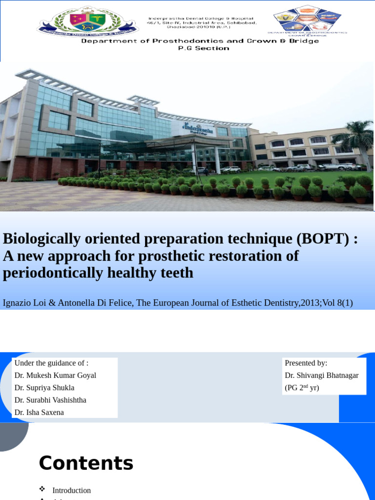 Biologically Oriented Preparation Technique (BOPT) | PDF