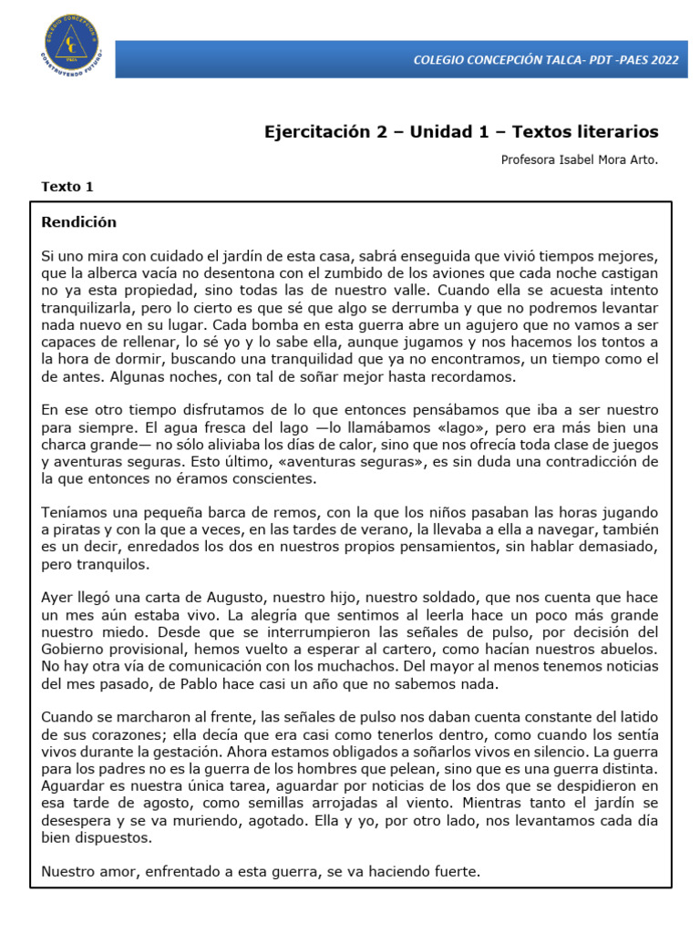 Ejercicio 2 - Narrativa | PDF