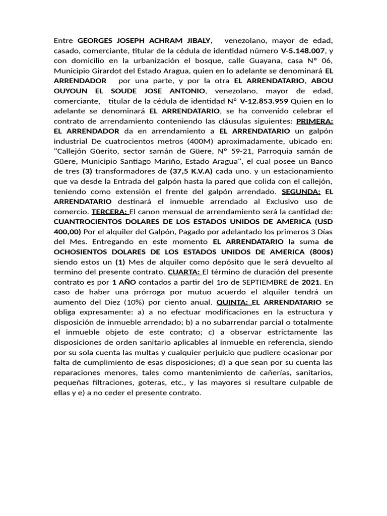 Contrato Abou Ouyound | PDF