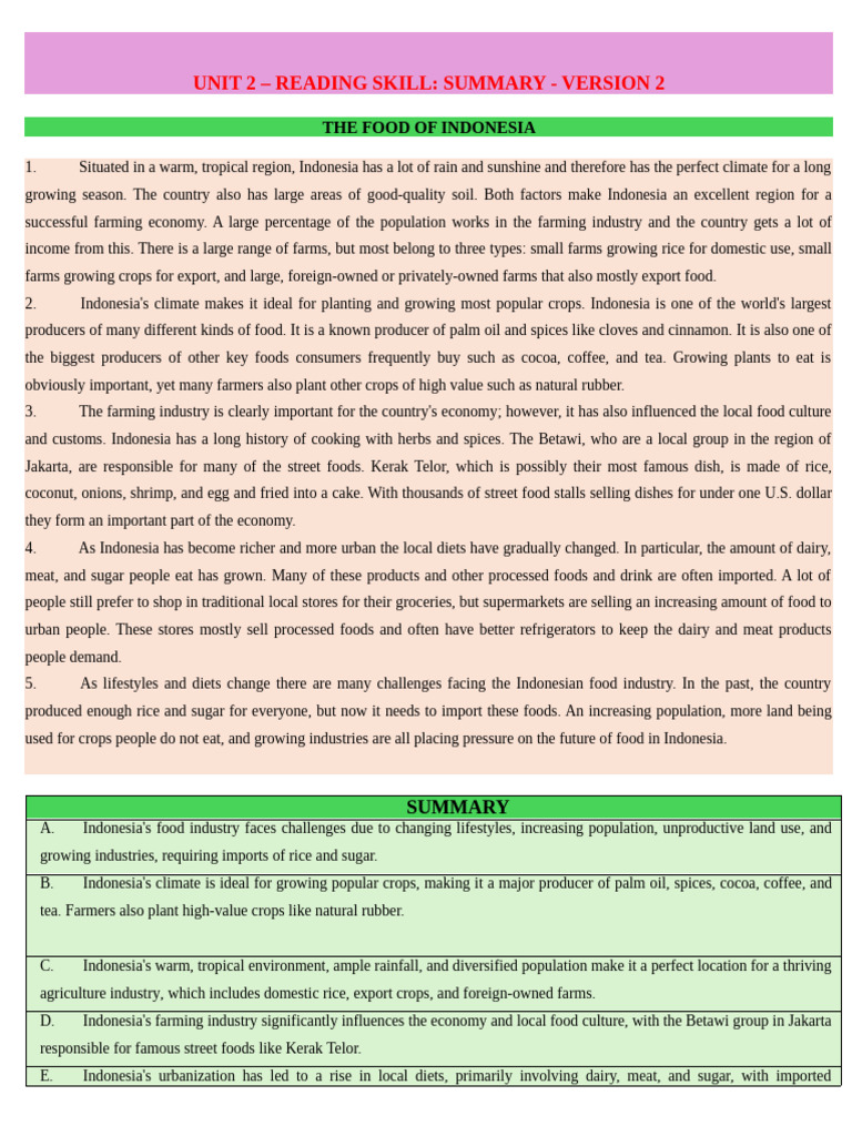 Students - Summary - Unit 2 | PDF
