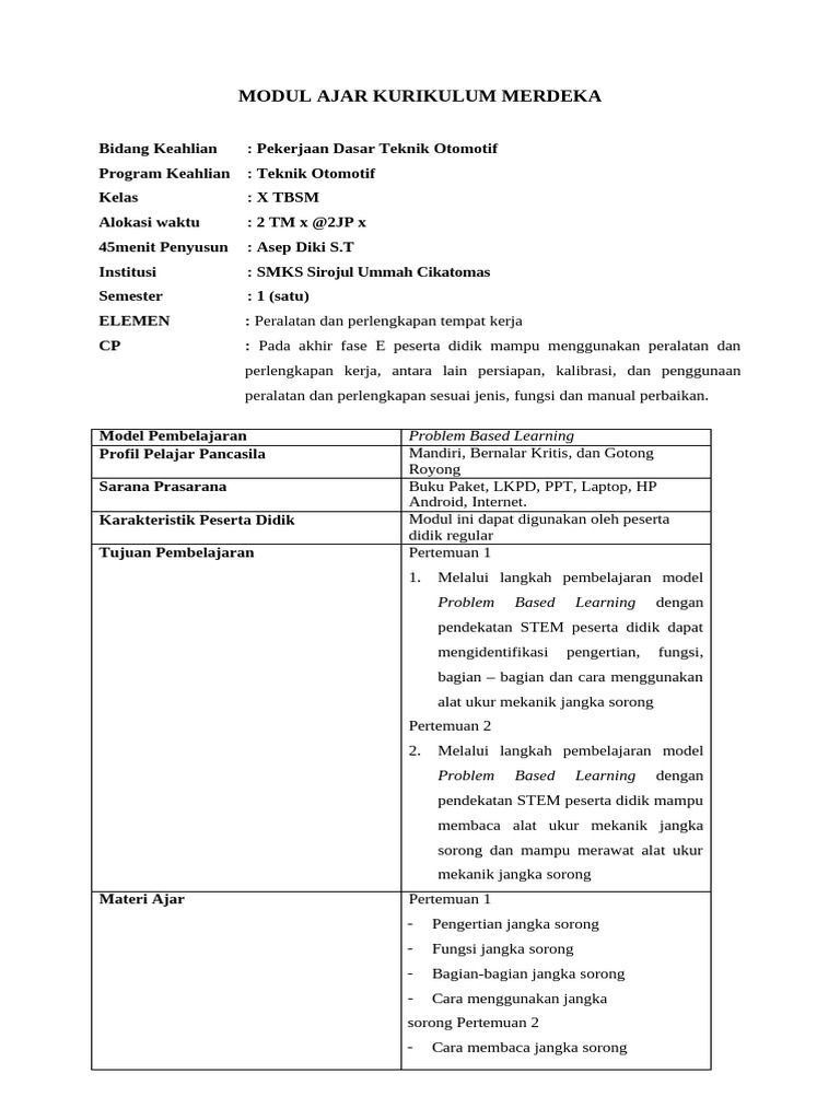 Modul Ajar TBSM Asep Diki | PDF