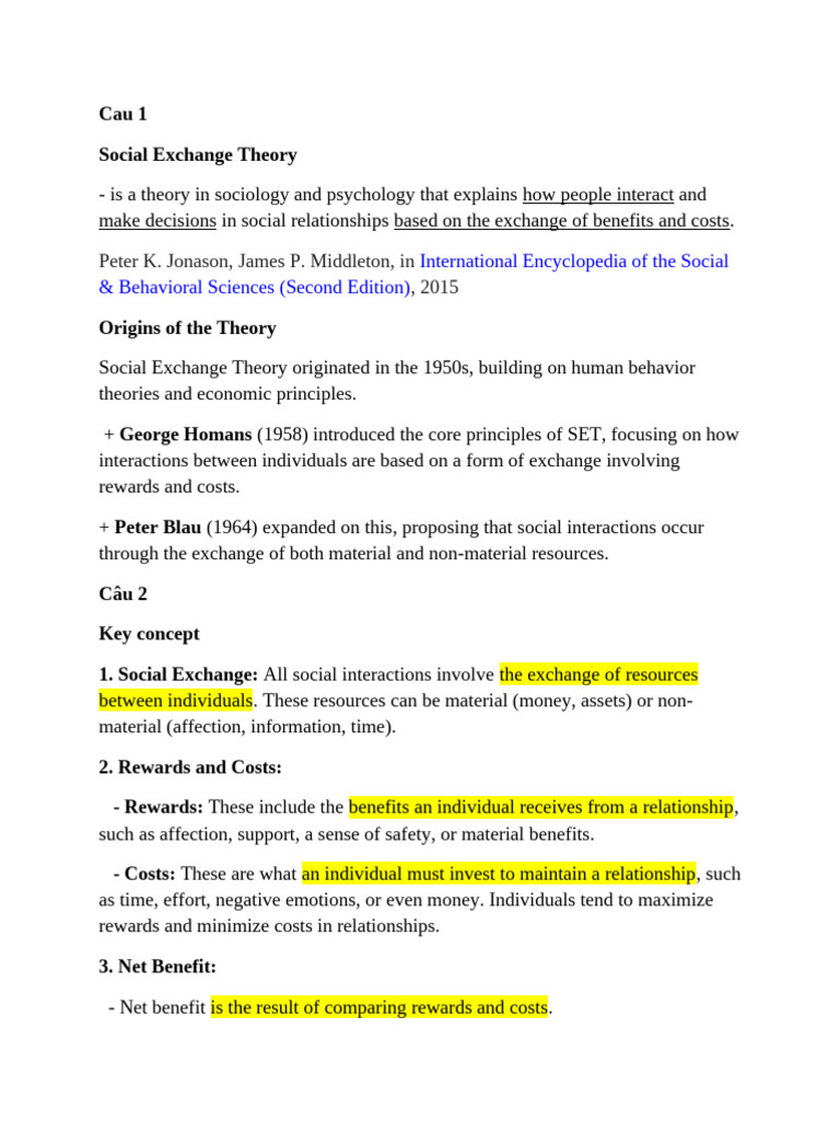 Social Exchange 1 | PDF