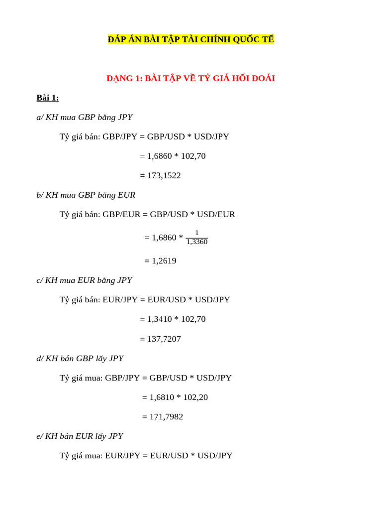 KEY BÀI TẬP TCQT | PDF