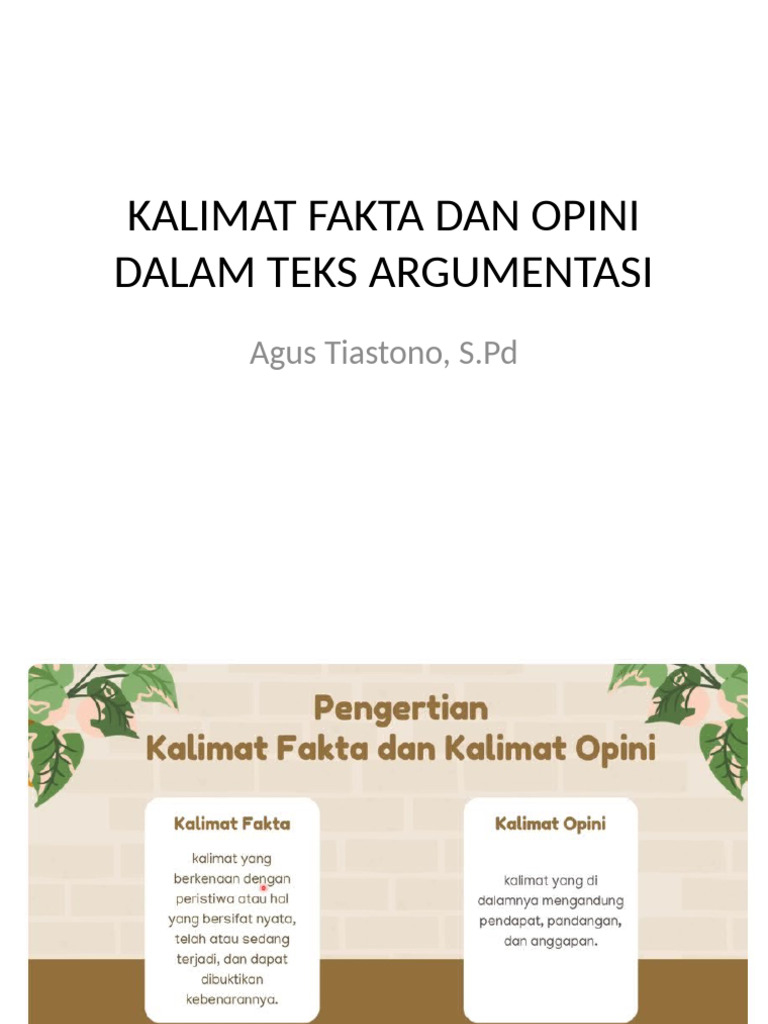 Kalimat Fakta Dan Opini | PDF
