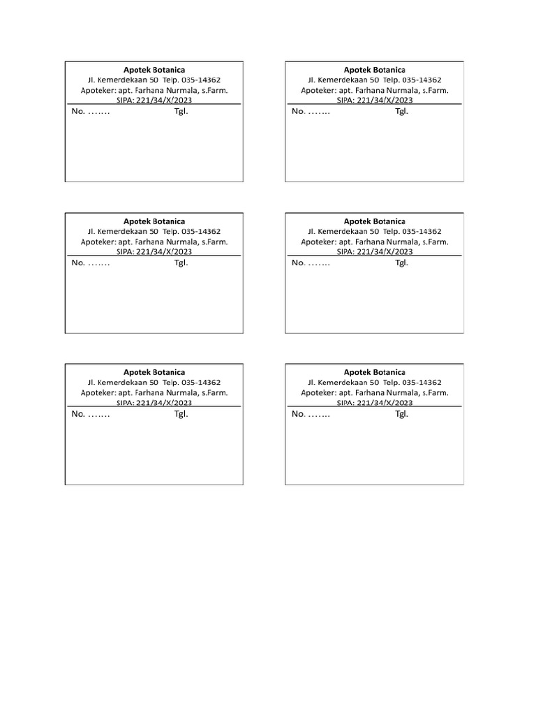 TM6 Contoh Format Etiket Hana | PDF