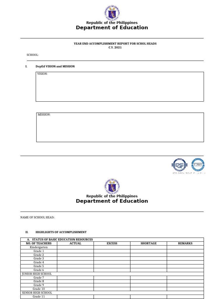 SH YearEnd Accomplishment Report | PDF