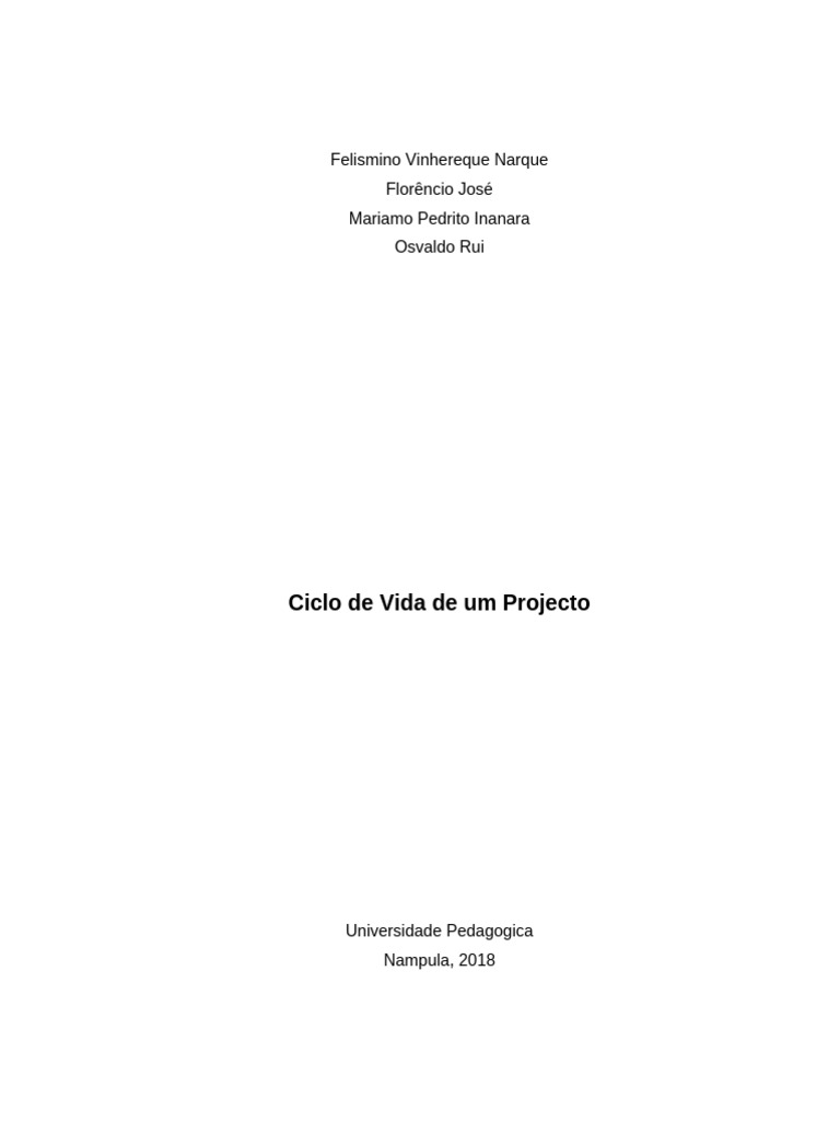 Ciclo de Vida Projecto | PDF