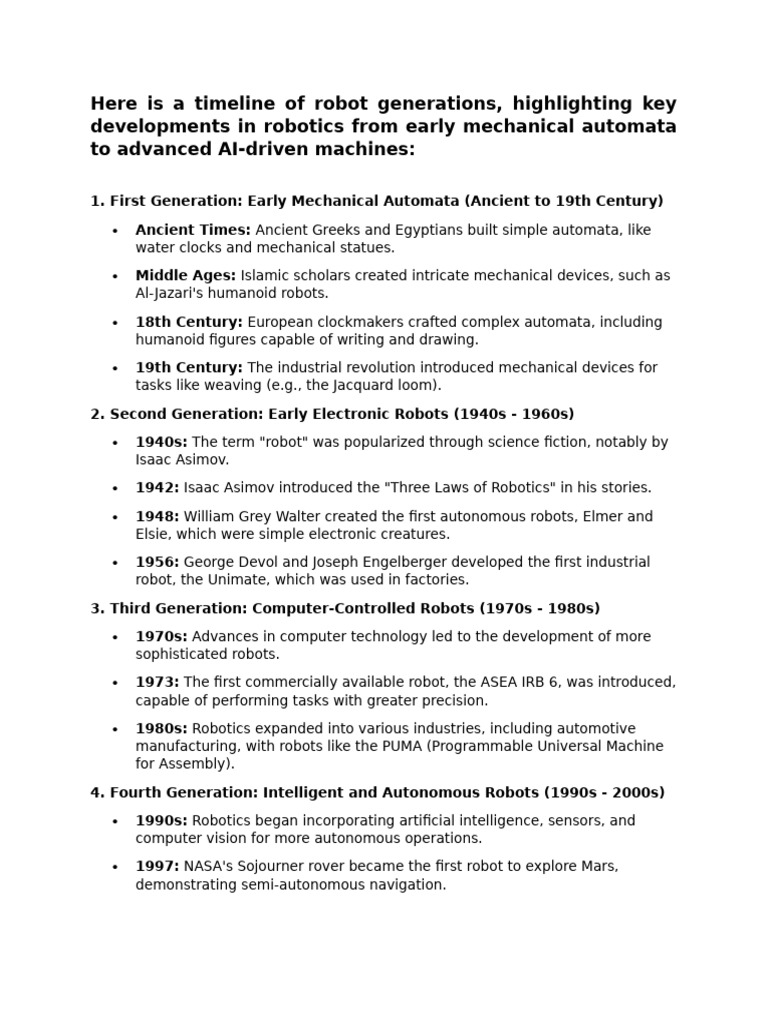 Here Is A Timeline of Robot Generations | PDF | Robot | Robotics