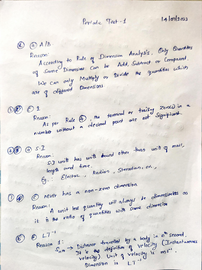 Physics Test - Answers | PDF