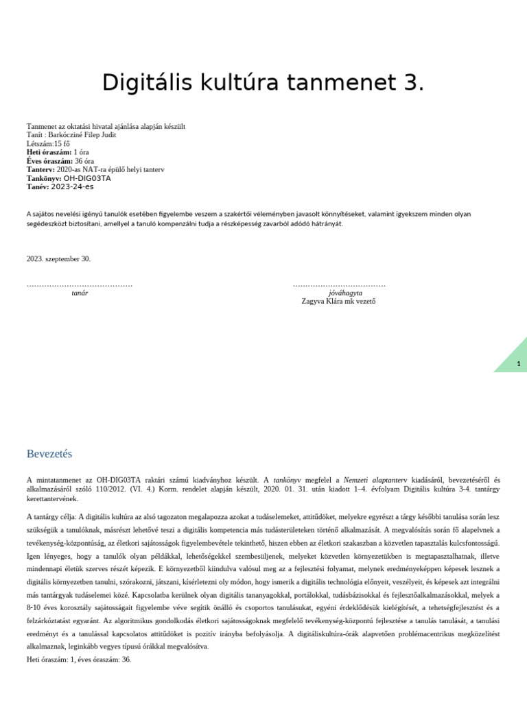 OH-DIG03TA Digitalis Kultura 3 Tanmenet J | PDF