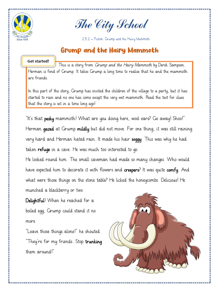 2.5.2 - Fiction - Grump and The Hairy Mammoth | PDF