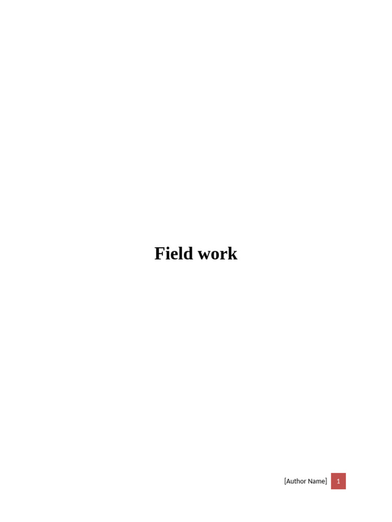Field Work | PDF