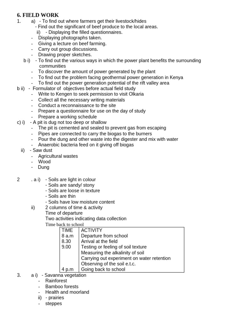 Field Work Ans | PDF