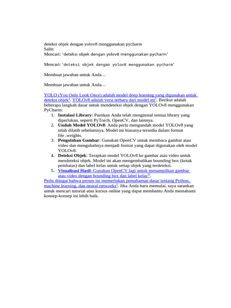 Deteksi Objek Dengan Yolov8 Menggunakan Pycharm | PDF | Komputer