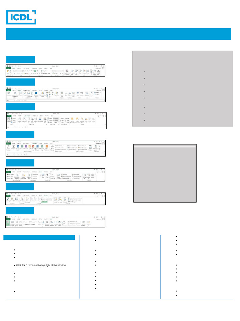 ICDL Spreadsheets 2013 6.0 QRG | PDF