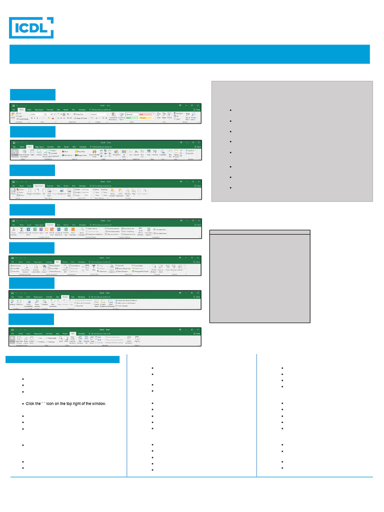 ICDL Spreadsheets 2016 6.0 QRG | PDF