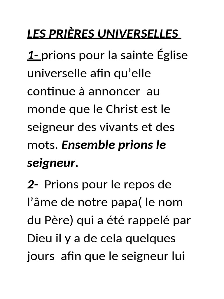 Les Prières Universelles | PDF