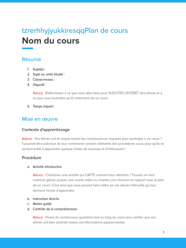 Plan de Cours | PDF