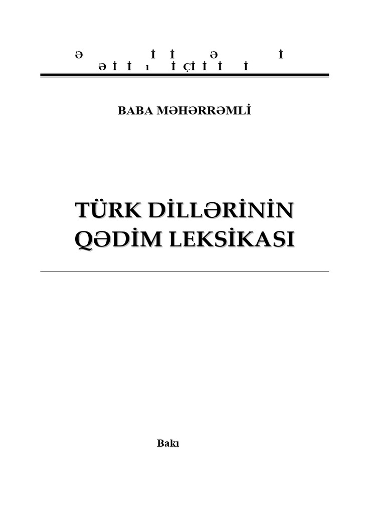 Baba Meherremli Turk Dillerinin Qedim Leksikasi | PDF