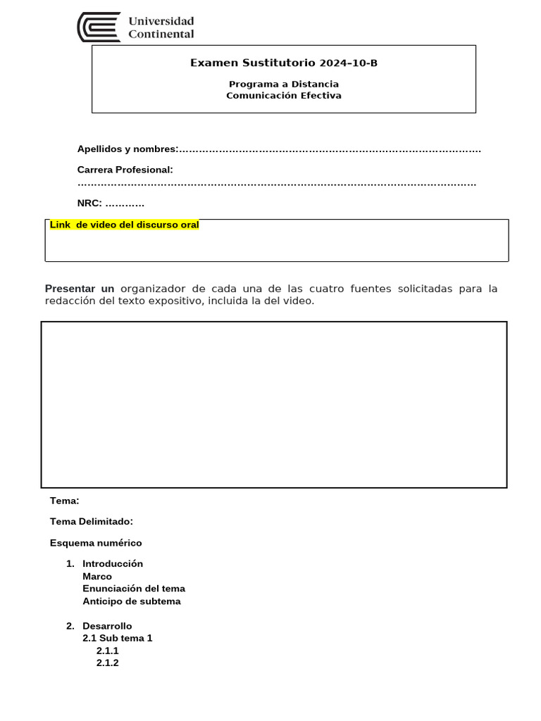 5.b Formato de Evaluación Sustitutoria 2024-10-B | PDF
