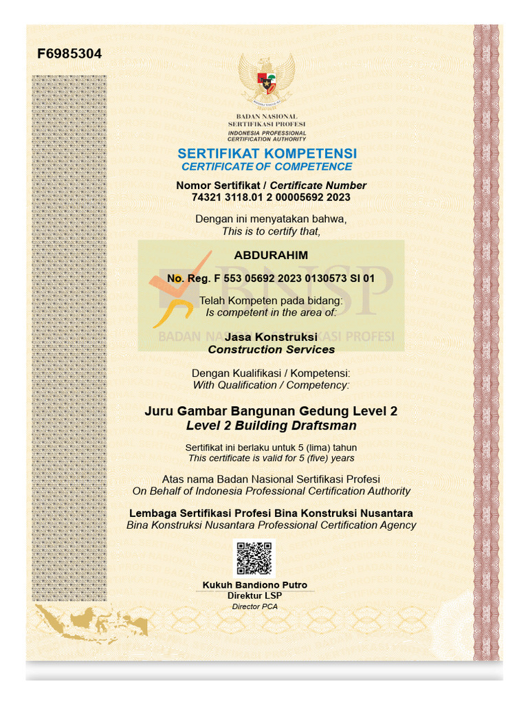 Sertifikat SKK ABDURAHIM | PDF