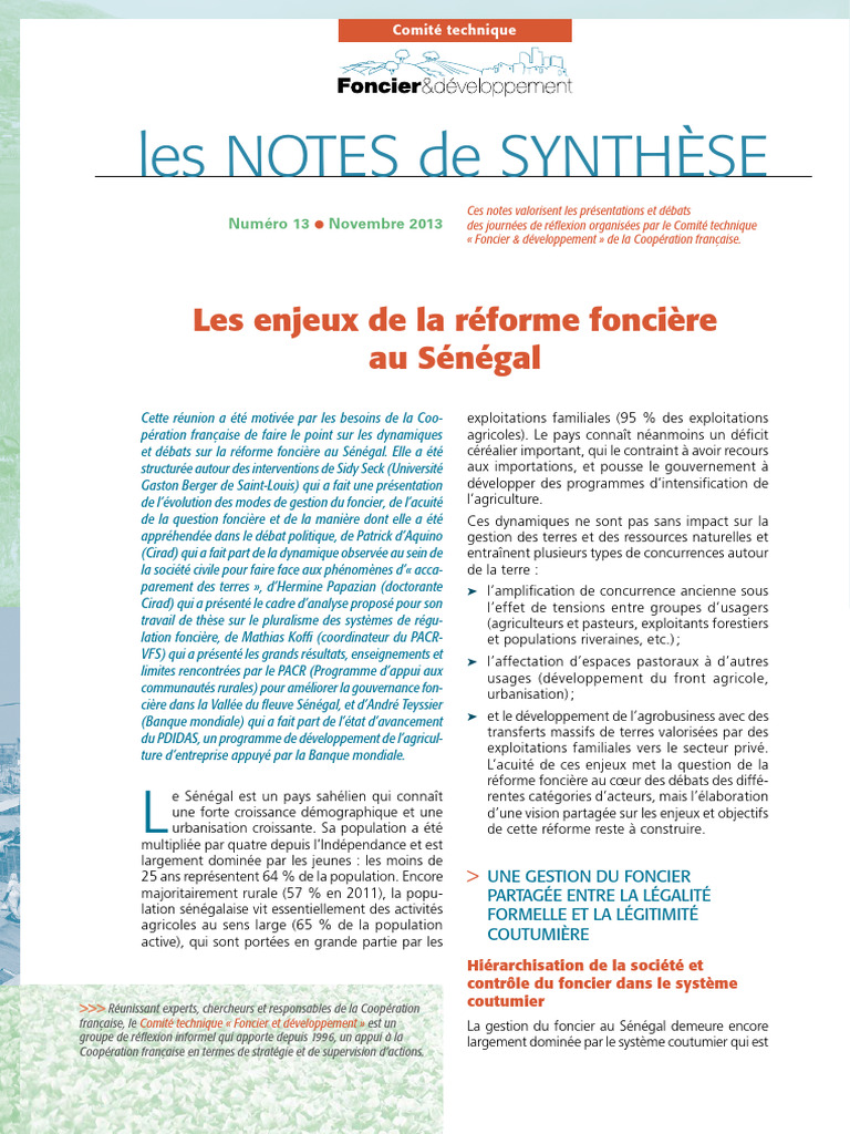 Note de Synthese Numero13 Senegal11 | PDF