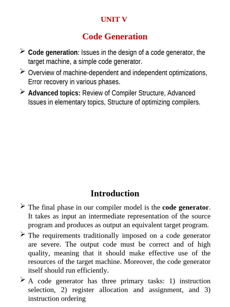 Unit V-Code Generation | PDF