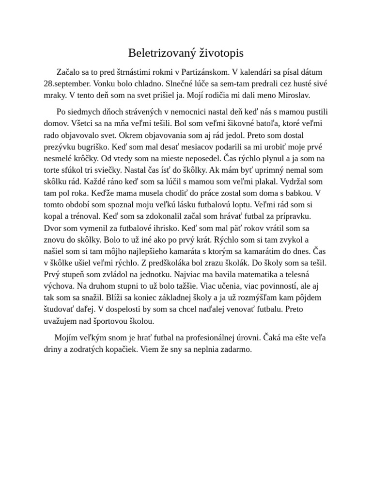 Beletrizonavy Zivotopis | PDF