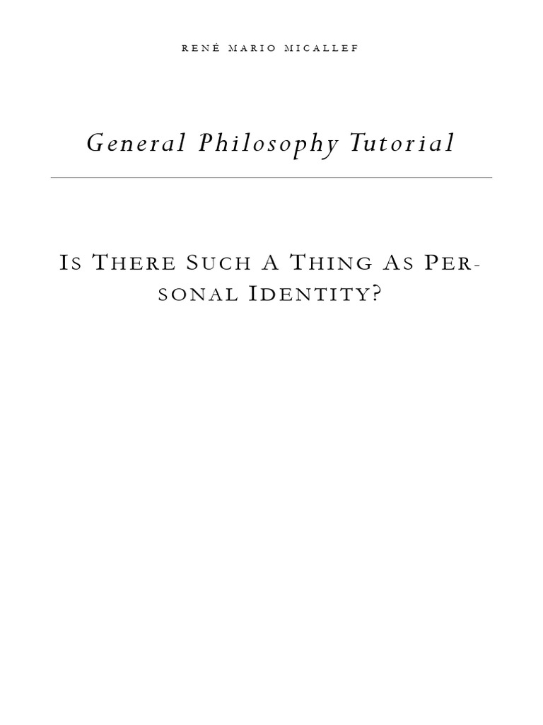Is There Such A Thing As Personal Identity | PDF | Substance Theory ...