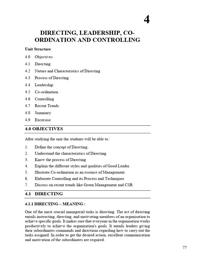 Directing, Leadership, and Management Essentials | PDF | Leadership ...