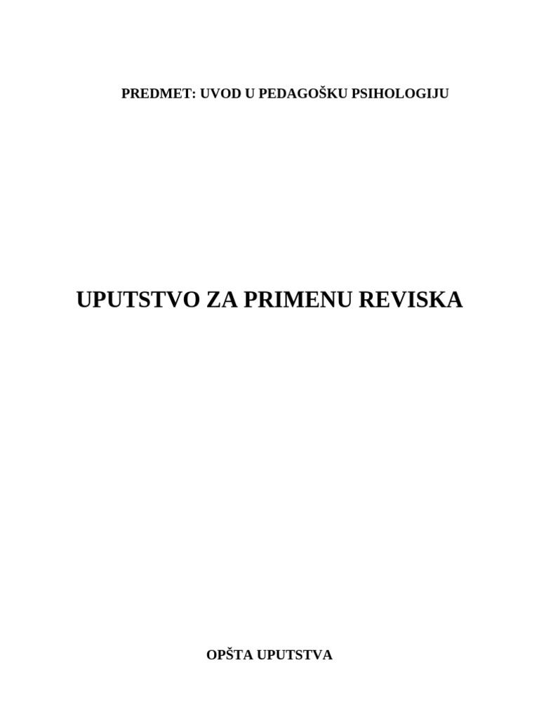 Uputstvo Za Revisk | PDF