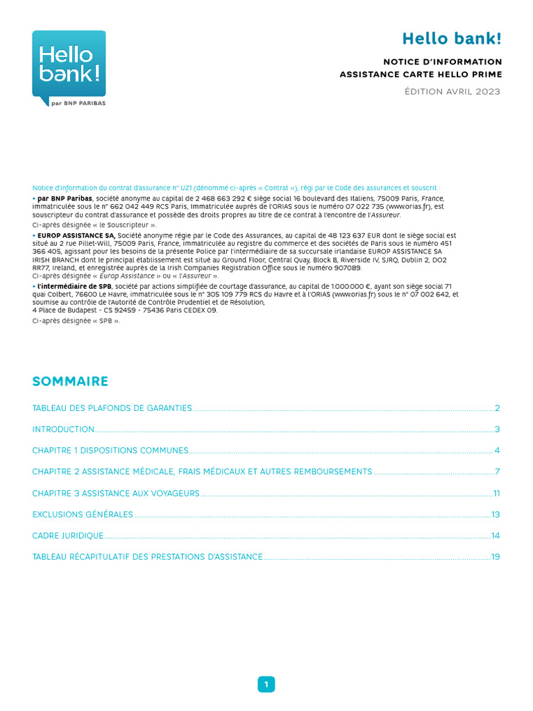 Notice Assistance Carte Hello Prime | PDF