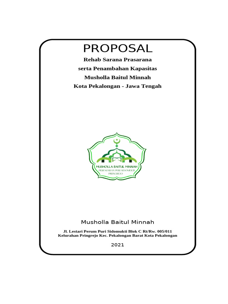 Cover Proposal Musholla | PDF
