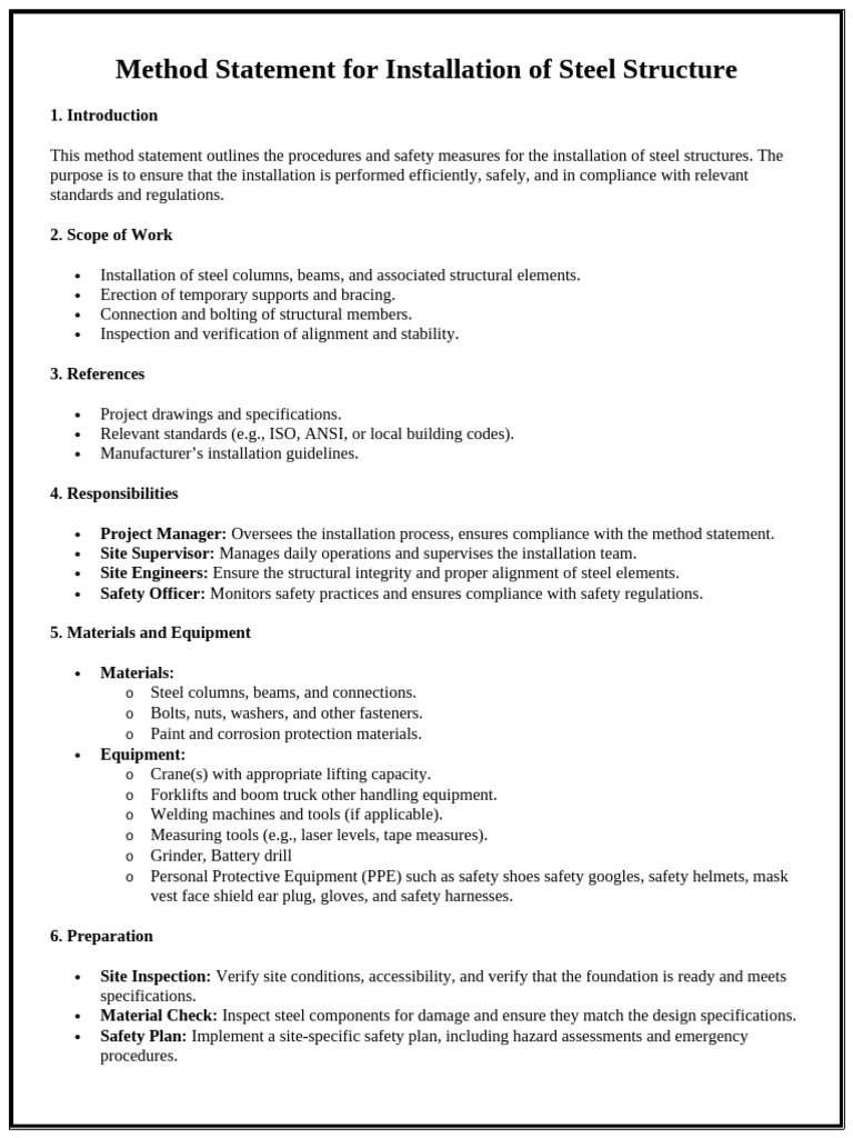 Installation of Stell Structure | PDF