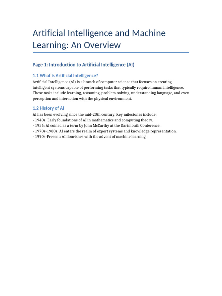 AI and Machine Learning Overview | PDF