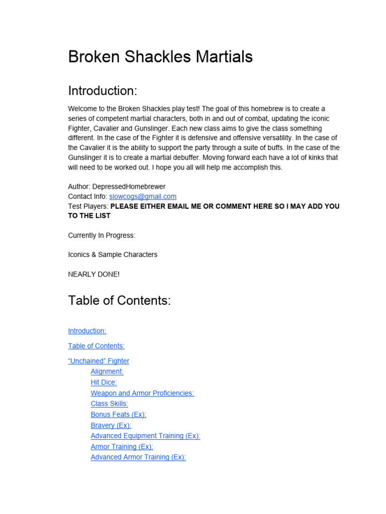 Consolidated Broken Shackles Play Test | PDF