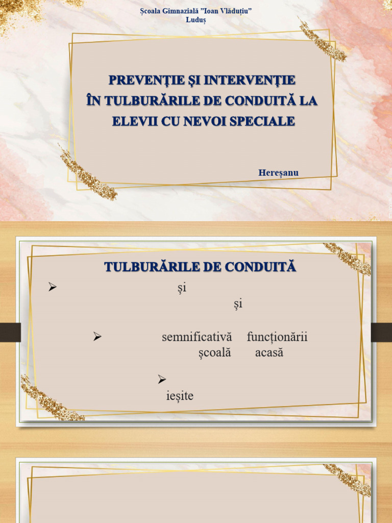 Preventie Si Interventie in Tulburarile de Conduita La Elevii Cu Nevoi ...