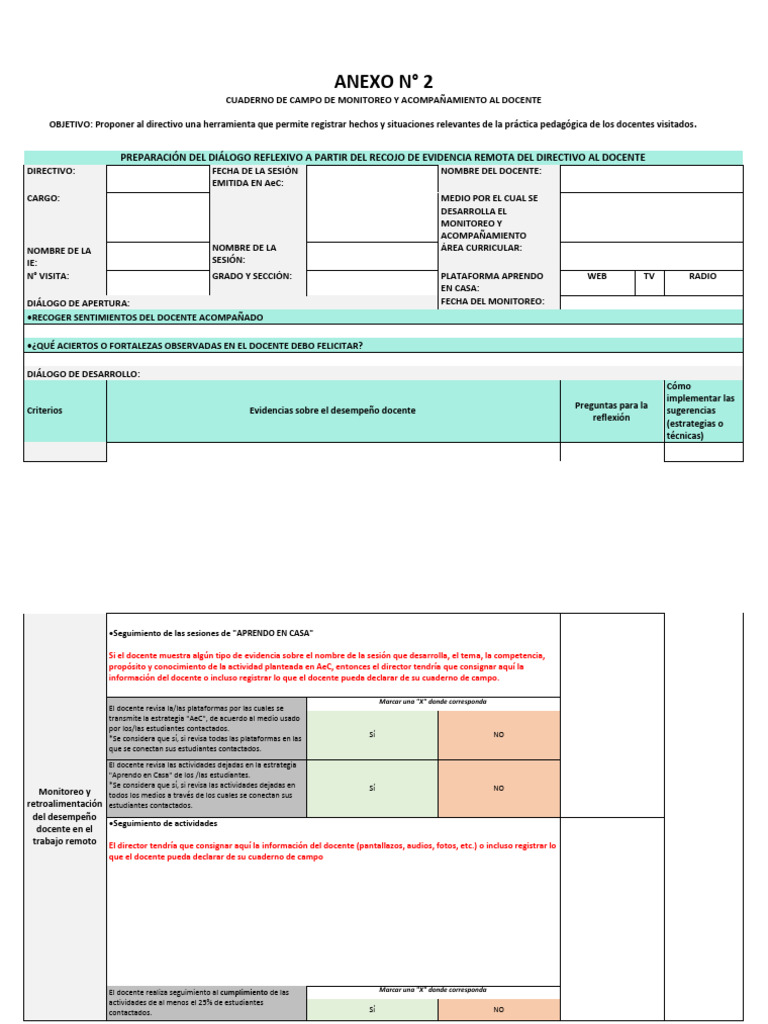 Anexo Ndeg 2 Propuesta Instrumento Cuaderno de Campo | PDF