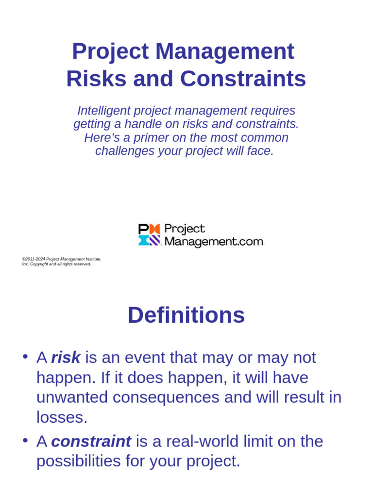 PM Risks and Constraints V2 | PDF | Project Management | Risk