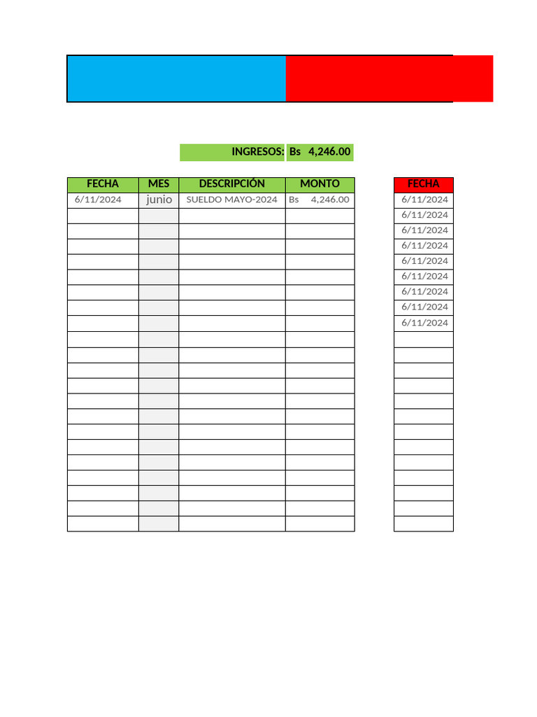 Planilla de Excel para Control de Ingresos y Egresos | PDF