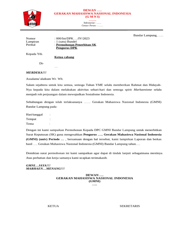 Format Pengajuan SK DPK | PDF